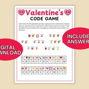 Valentine's Day Secret Code Game for Kids, Classroom and Party Activity ...