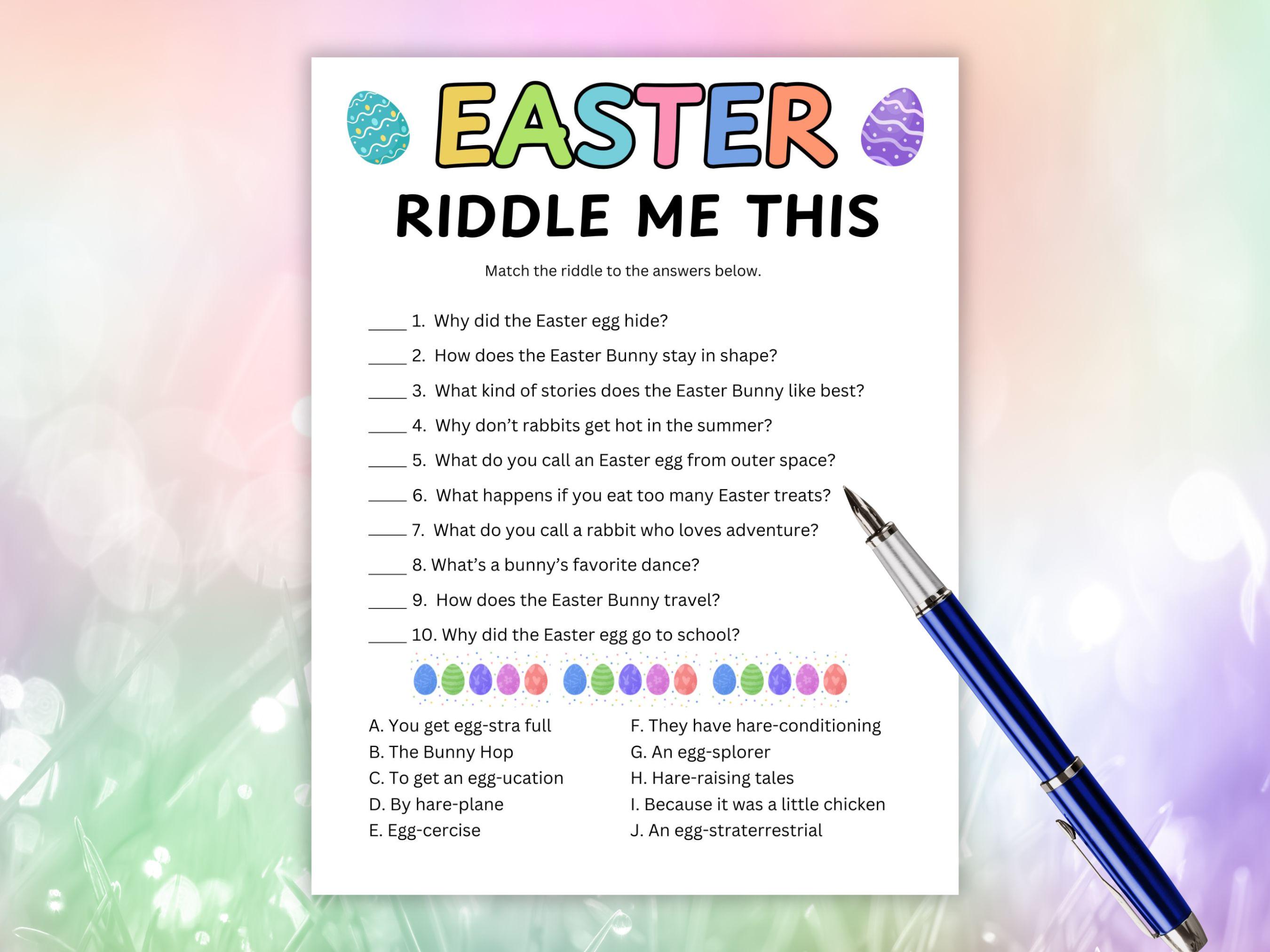 Easter Riddle Game Printable | Easter Party Game | Easter Brain Teasers ...