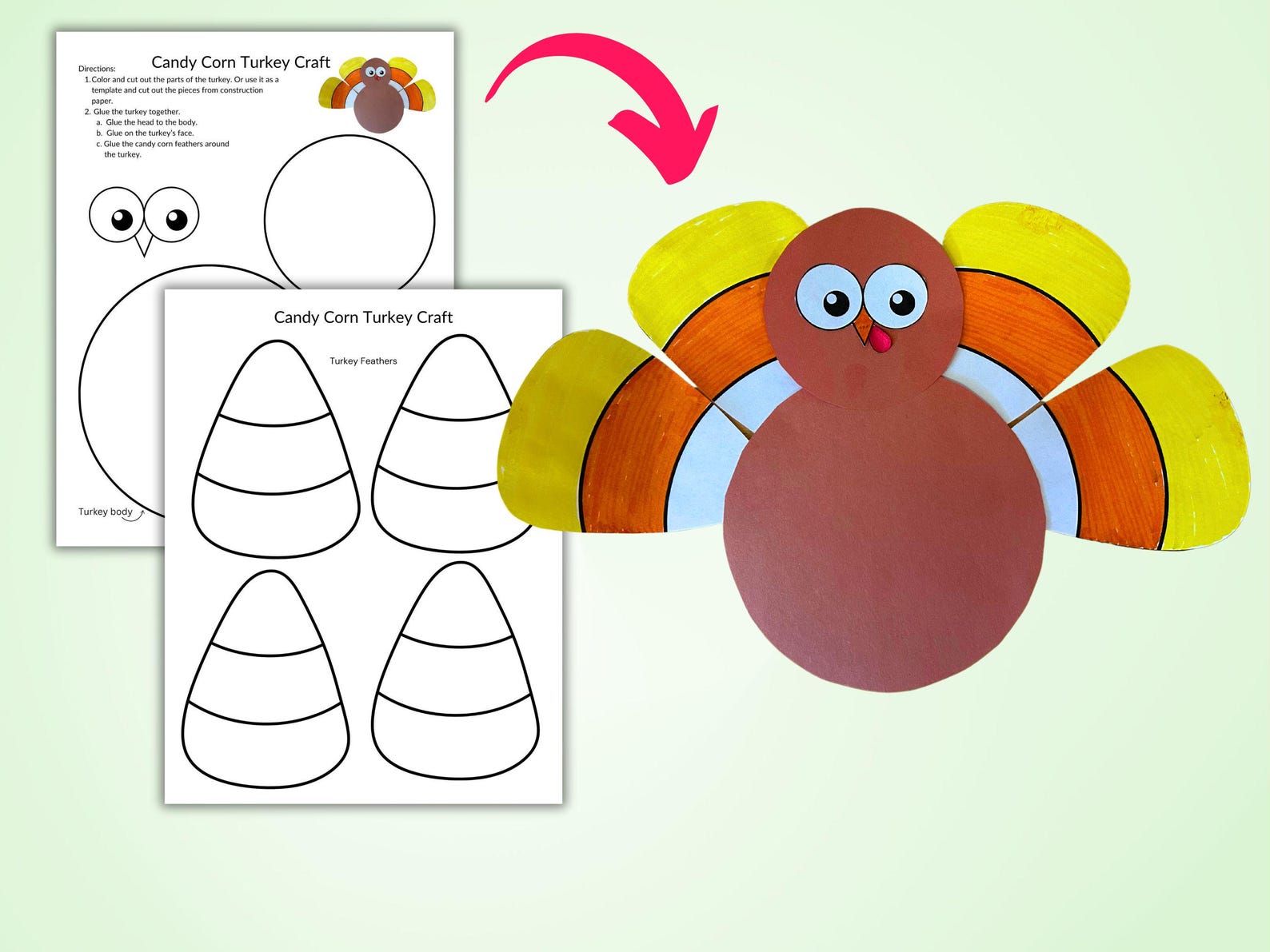 Candy Corn Turkey Craft: Printable Thanksgiving Activity (digital ...