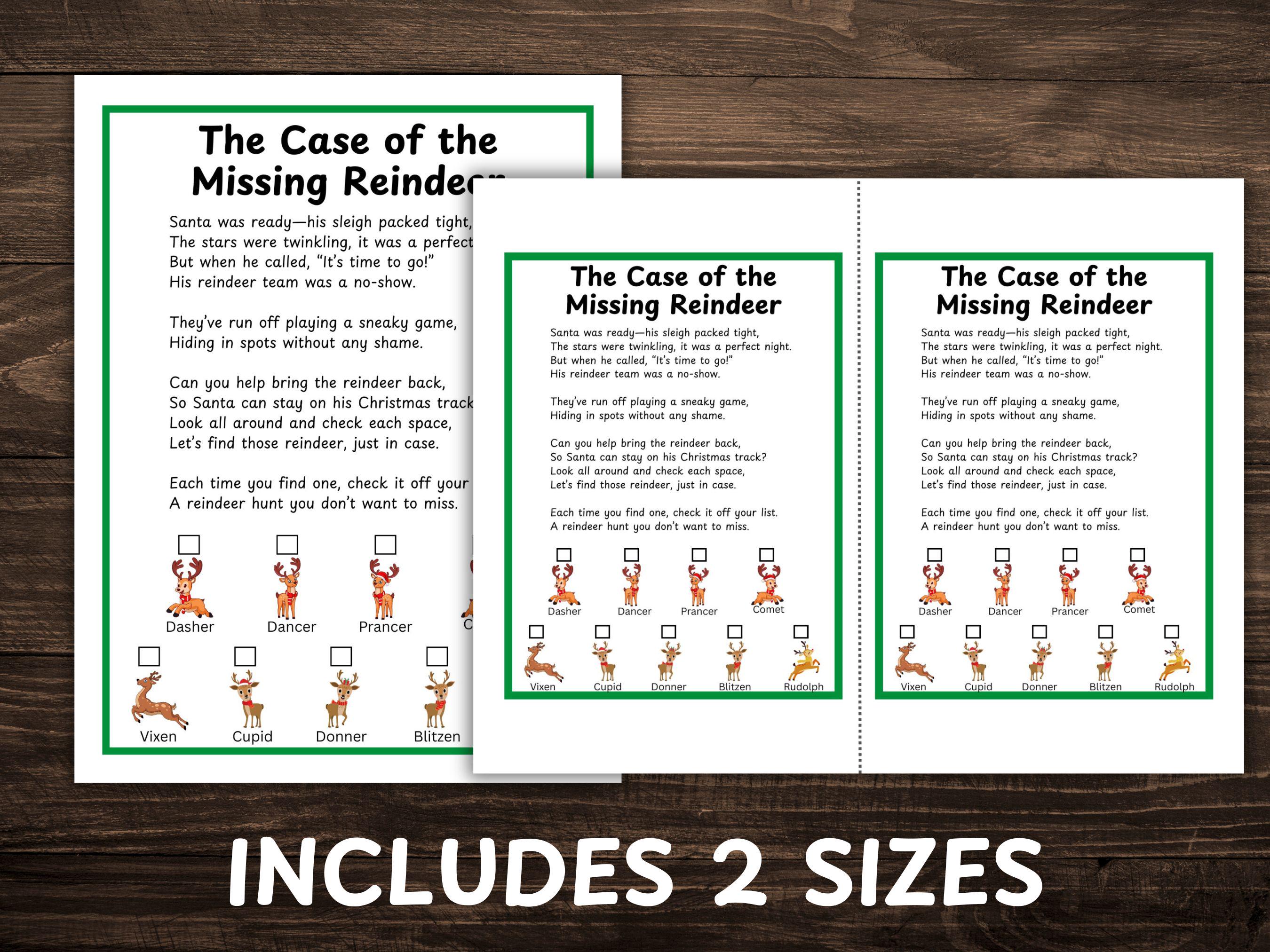 Reindeer Scavenger Hunt: Christmas Printable Game (digital Download) - Etsy