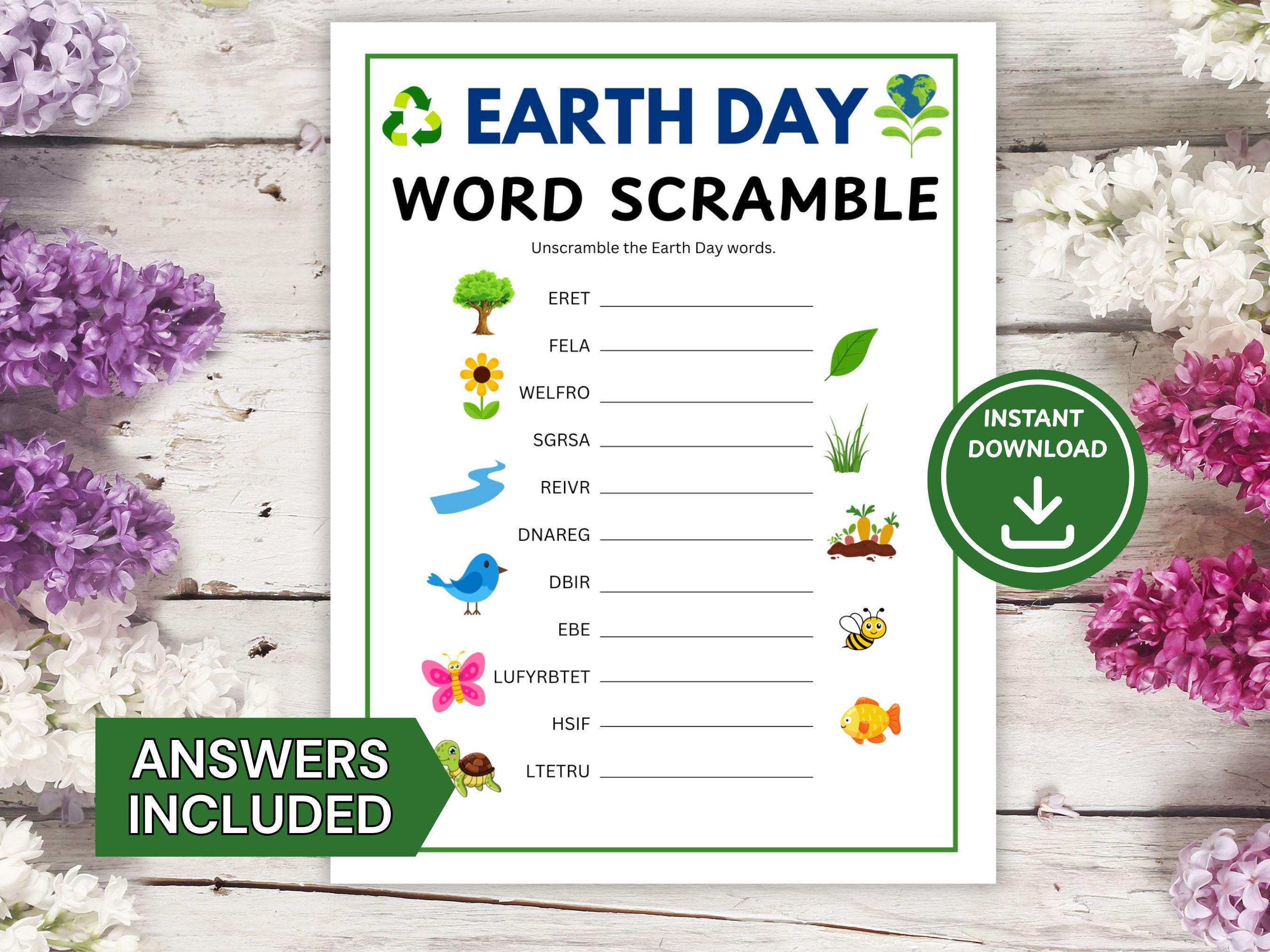 Earth Day Word Scramble for Kids | Kindergarten Classroom Activity ...