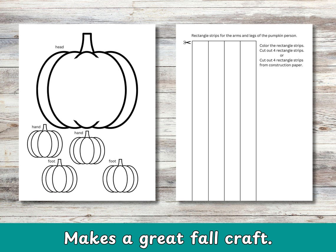 Printable Pumpkin Person Craft: DIY Halloween Activity (PDF) - Etsy