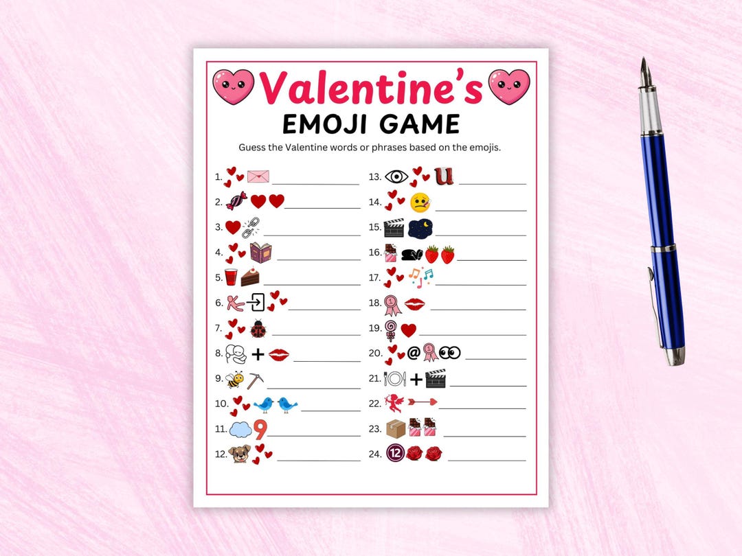 Valentine's Day Emoji Game, Party Activity, Classroom Puzzle - Etsy