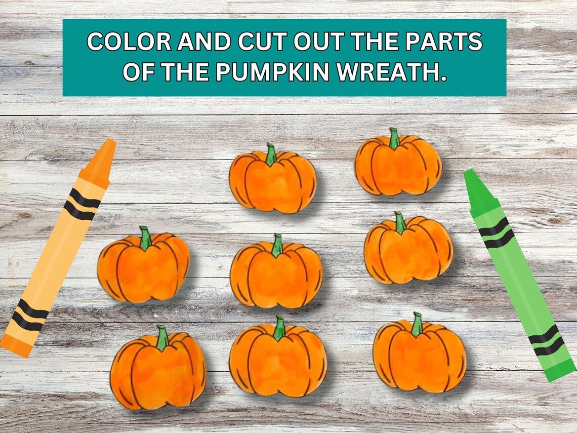 Printable Pumpkin Wreath Craft: Fall Activity for Kids (digital ...