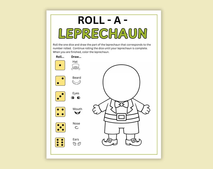 Roll a Leprechaun Game, St. Patrick's Day Activity - Etsy