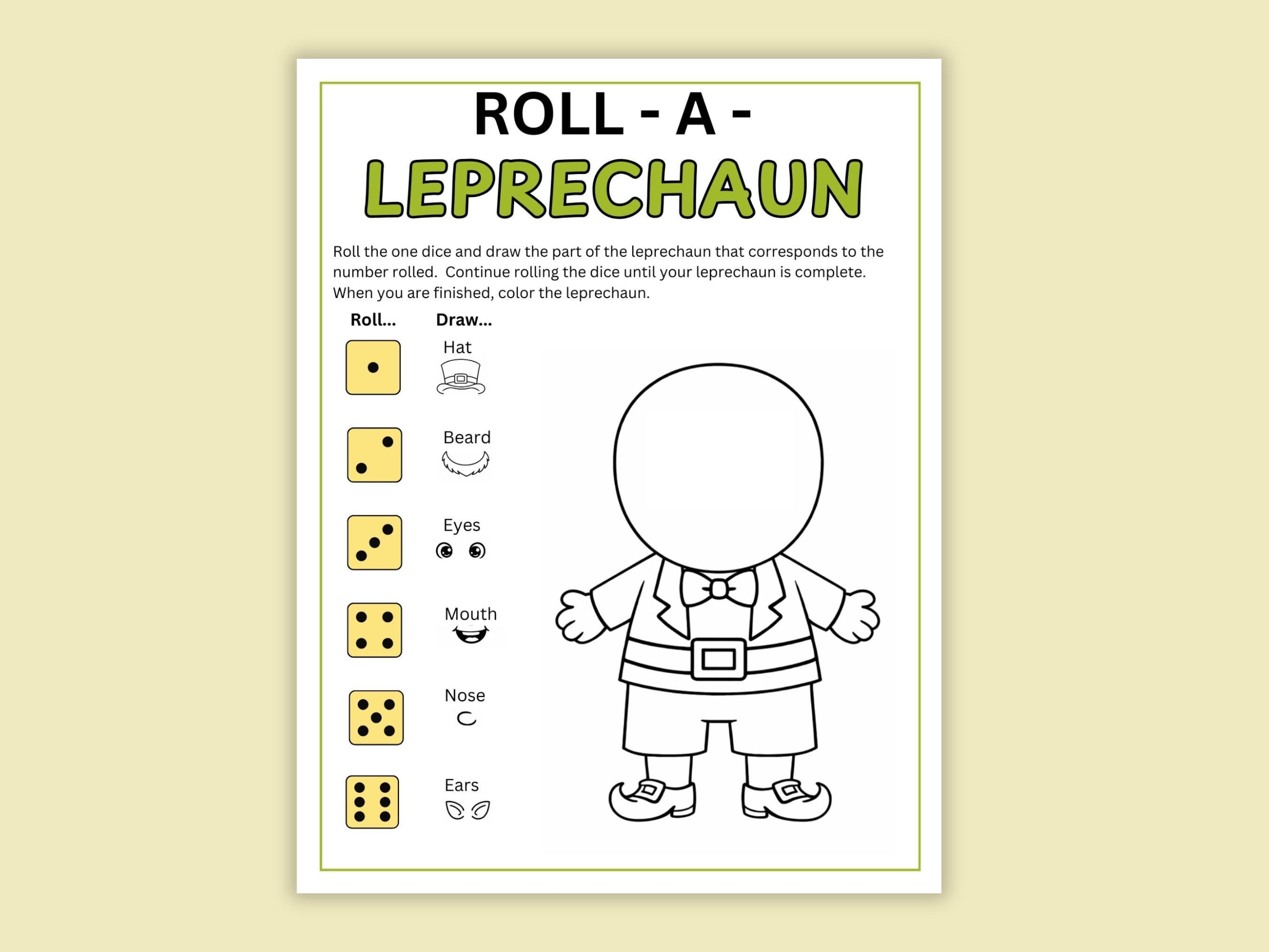 Roll a Leprechaun Game, St. Patrick's Day Activity - Etsy