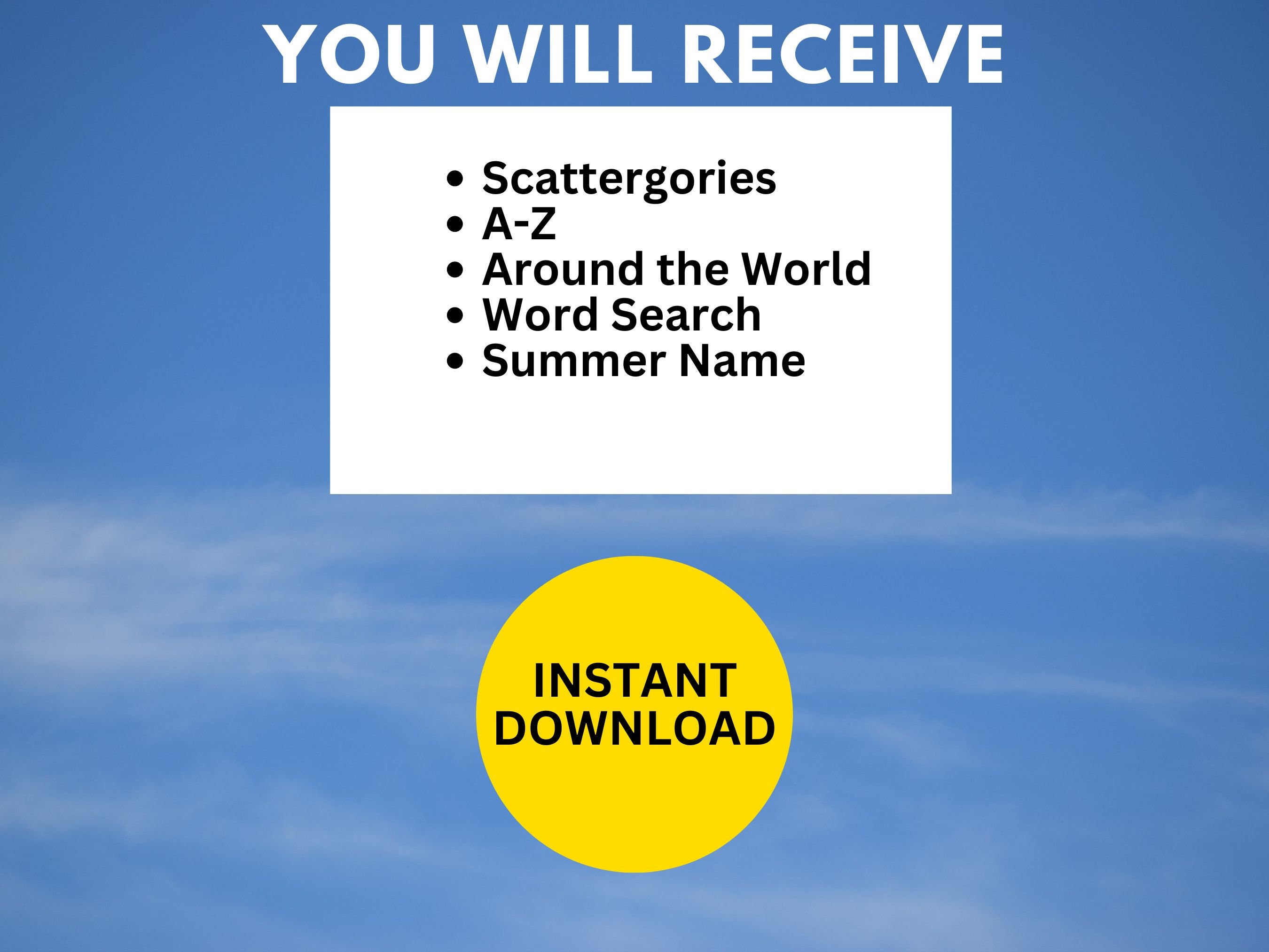 Summer Games, Printable Summer Game, Summer Activities, Summer Party ...