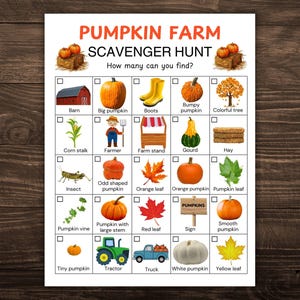 Pumpkin Farm Scavenger Hunt: Printable Fall Kids Activity (PDF Download ...