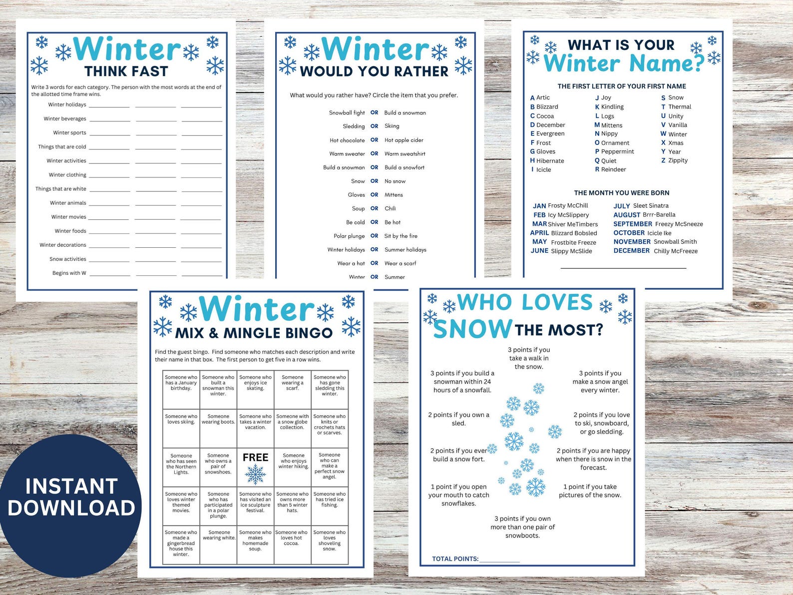 Winter Games Bundle, Printable Winter Party Games, Winter Activities ...