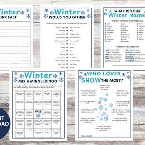 Winter Games Bundle, Printable Winter Party Games, Winter Activities ...