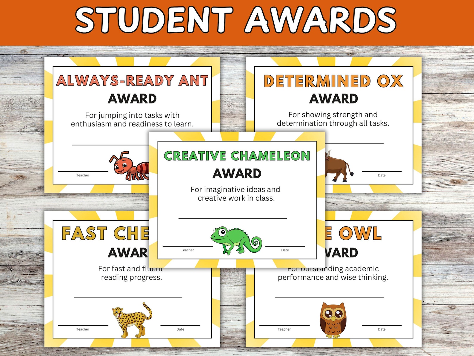 Animal Themed Student Award Certificates: 45 Printable Classroom Awards ...