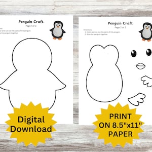 Printable Penguin Craft for Kids: Winter Activity (digital Download) - Etsy
