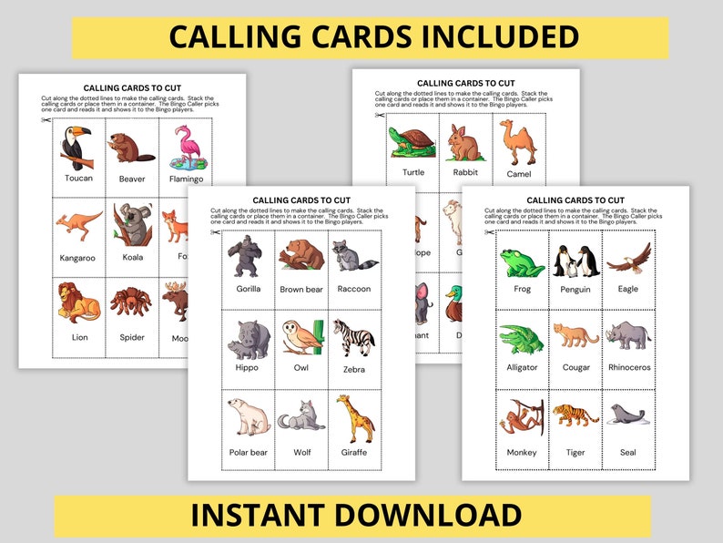 Zoo Bingo Game, 30 Printable Zoo Bingo Cards, Animal Bingo, Zoo Game ...