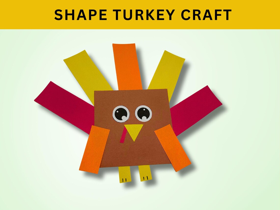 Shape Turkey Craft: Printable Thanksgiving Activity (PDF) - Etsy