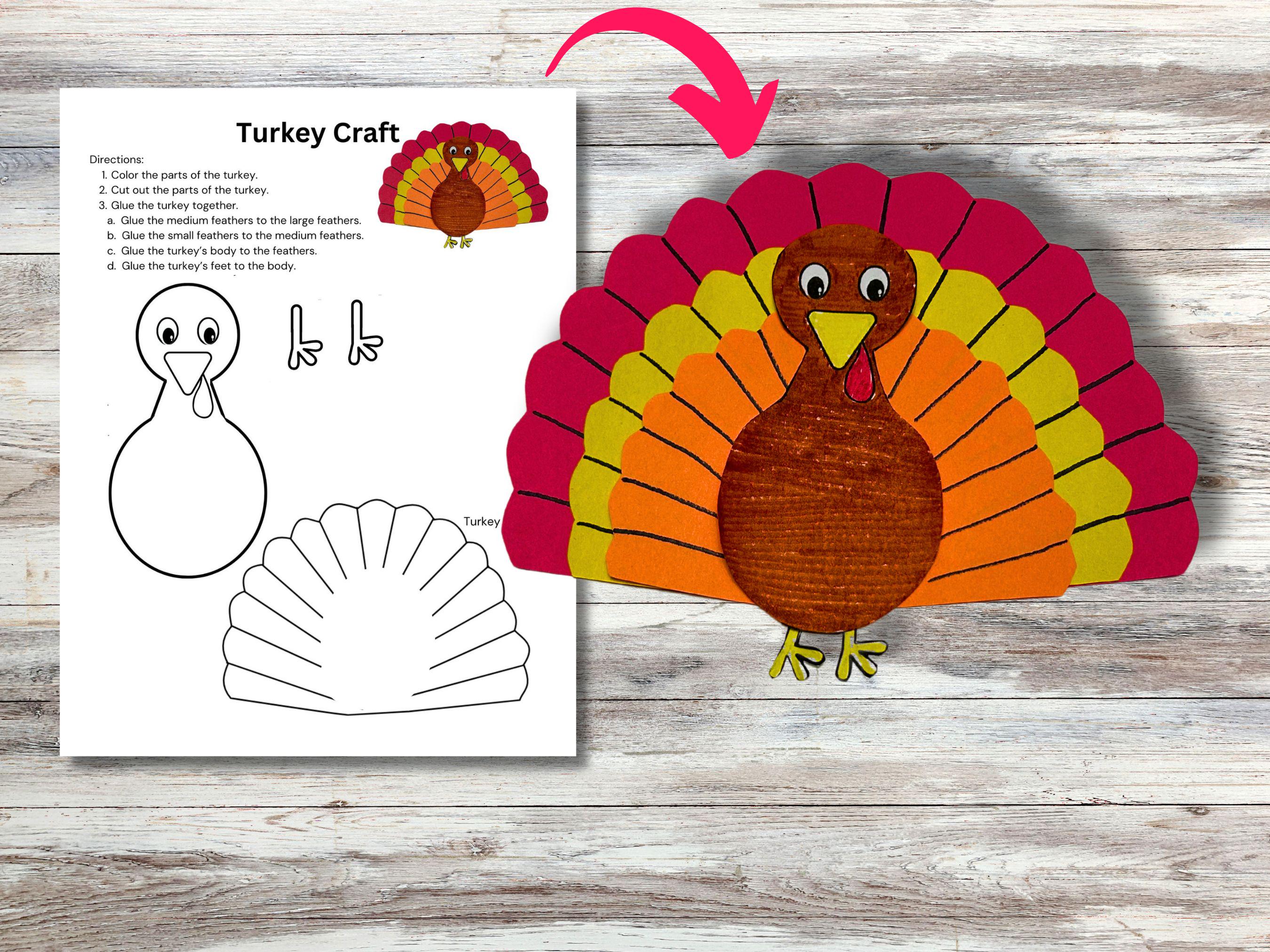 Turkey Craft for Kids, Build a Turkey Craft, Thanksgiving Craft ...