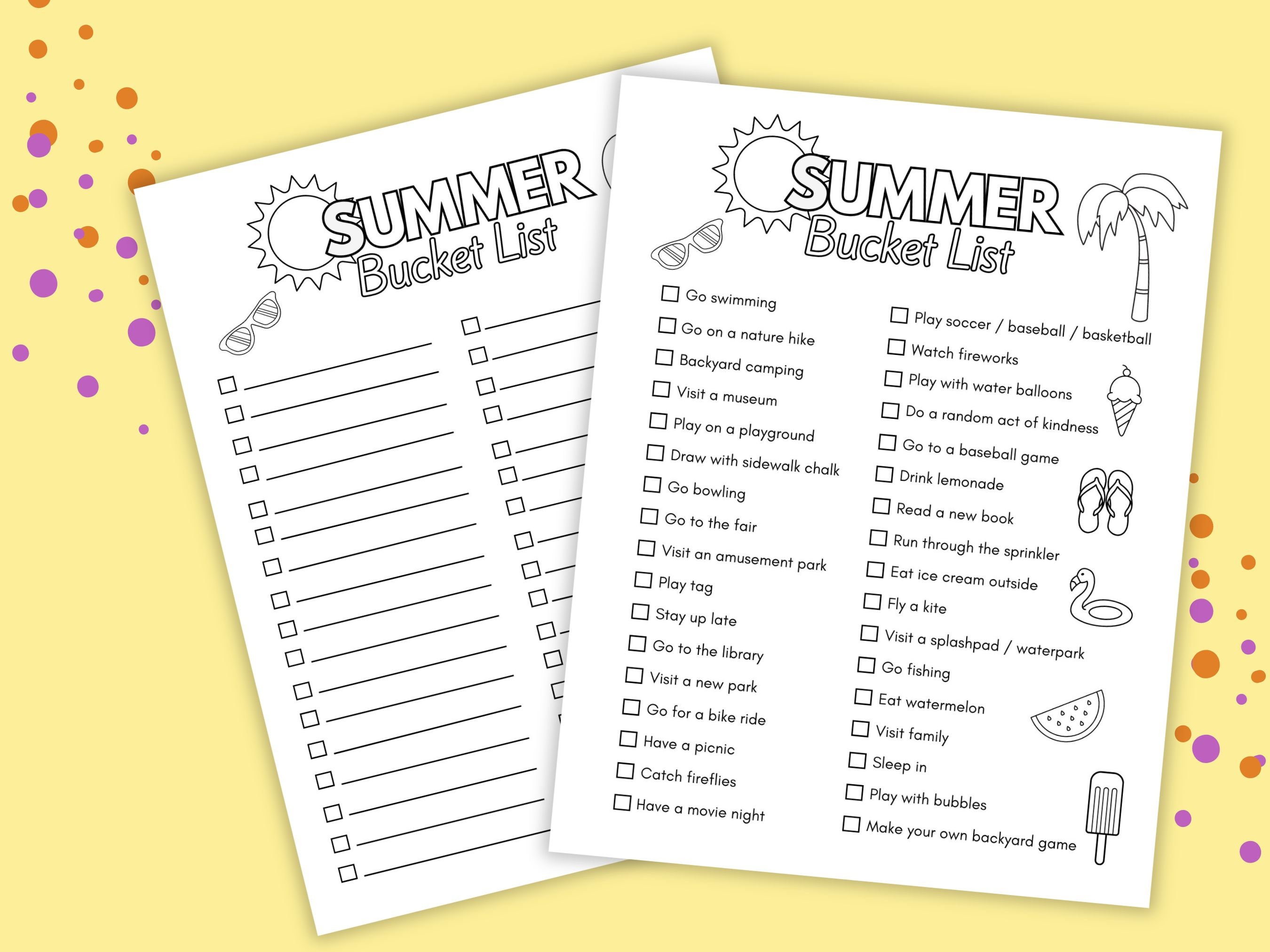 Summer Bucket List Printable, Summer Break Bucket List, Summer ...