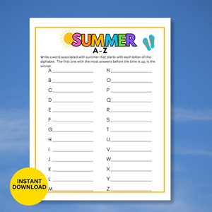 Summer Games, Printable Summer Game, Summer Activities, Summer Party ...