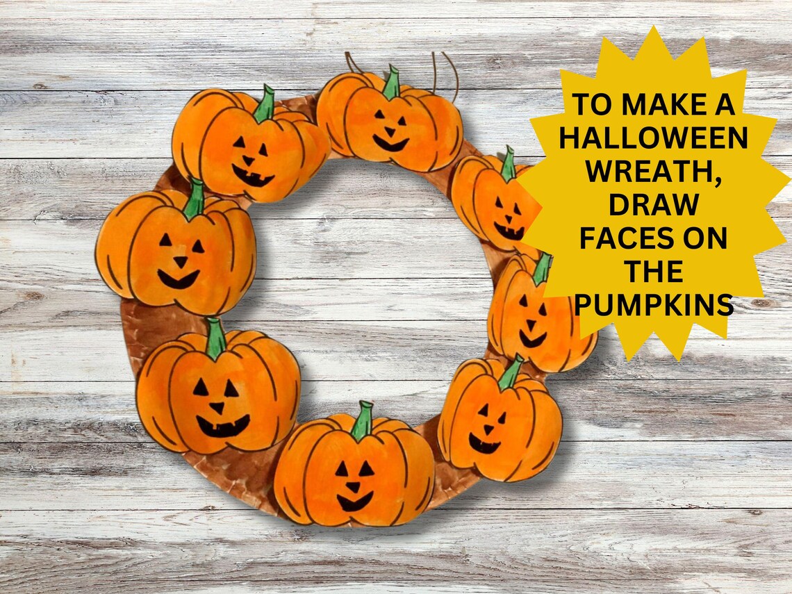 Printable Pumpkin Wreath Craft: Fall Activity for Kids (digital ...