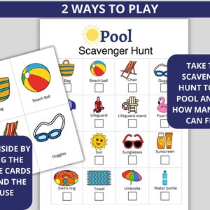 Pool Scavenger Hunt, Summer Scavenger Hunt, Printable Pool Party ...