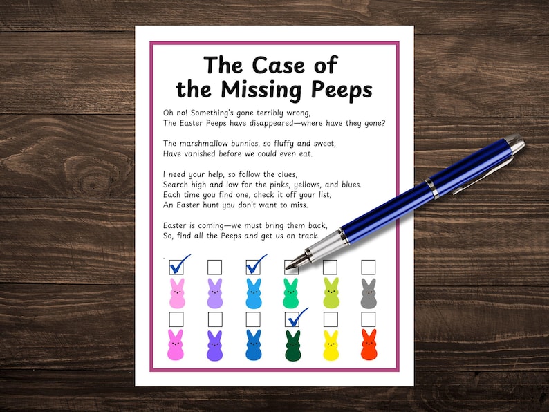 Peeps Easter Scavenger Hunt Game: Printable Kids Activity (digital ...