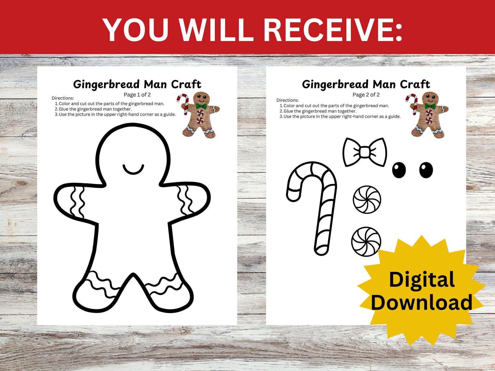 Gingerbread Man Craft for Kids, Printable Build a Gingerbread ...