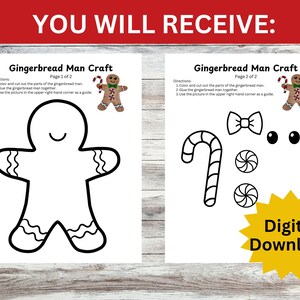 Printable Gingerbread Man Craft: Winter Coloring Activity (PDF) - Etsy