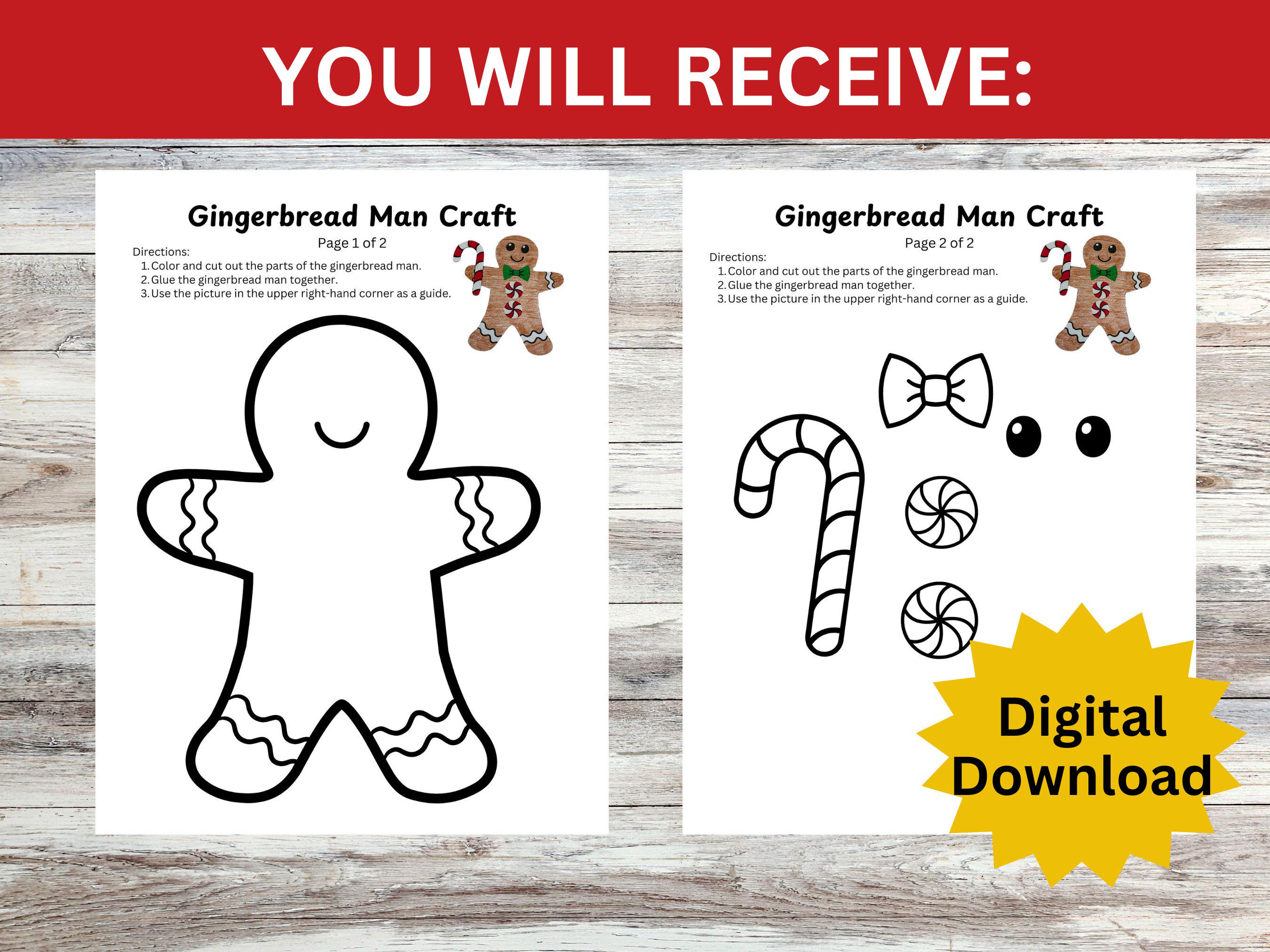 Printable Gingerbread Man Craft: Winter Coloring Activity (PDF) - Etsy