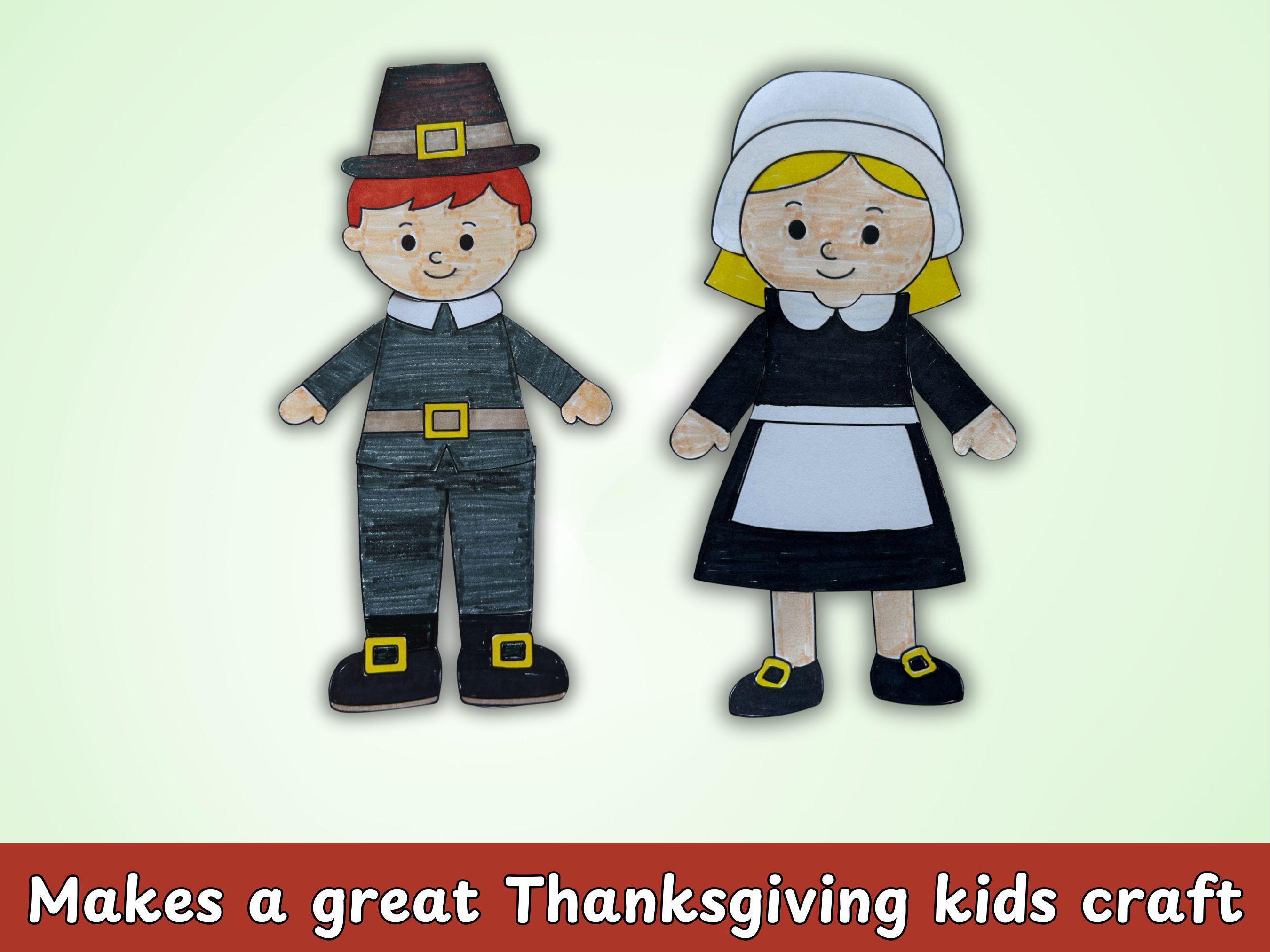 Pilgrim Craft for Kids: Printable Thanksgiving Activity - Etsy