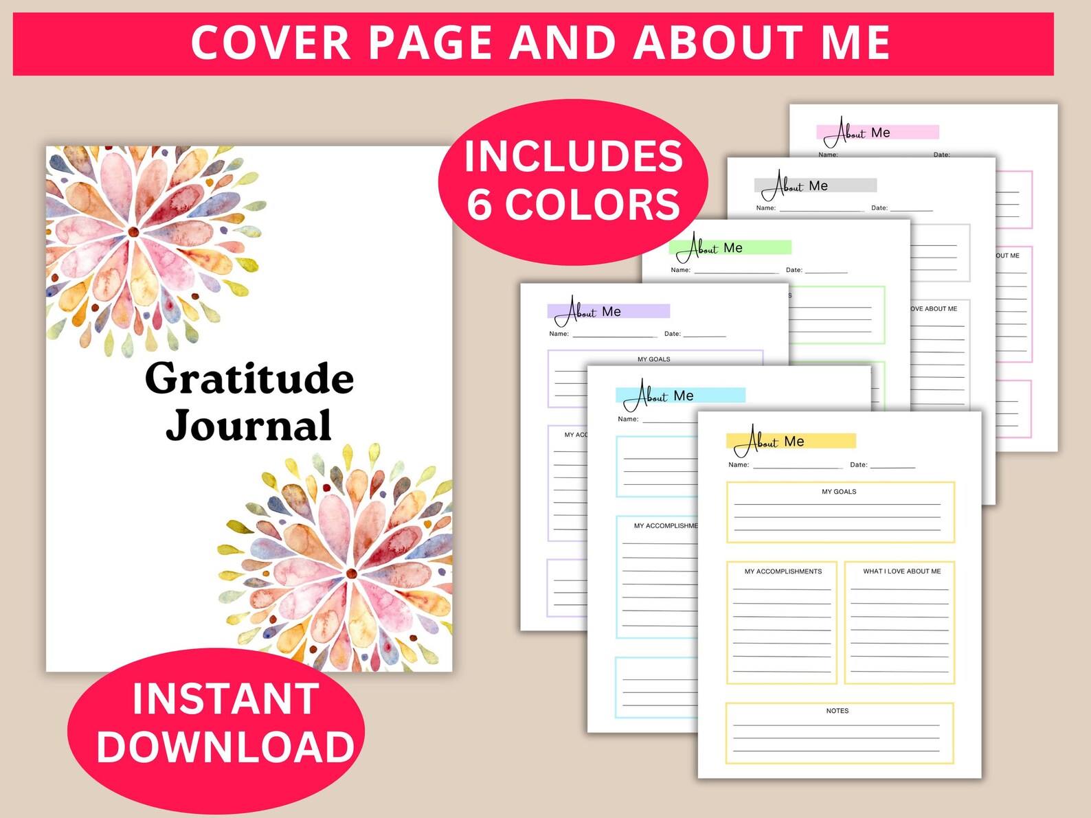 Printable Gratitude Journal Bundle: Daily Prompts, Reflection Pages ...