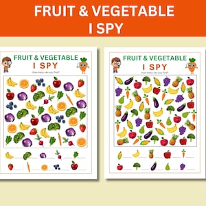 Fruit and Vegetable I Spy Worksheet, Fruit Activity, Vegetable Activity ...