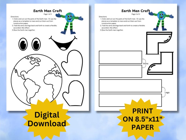 Earth Day Man Craft, Earth Day Craft for Kids, Earth Day Activity ...