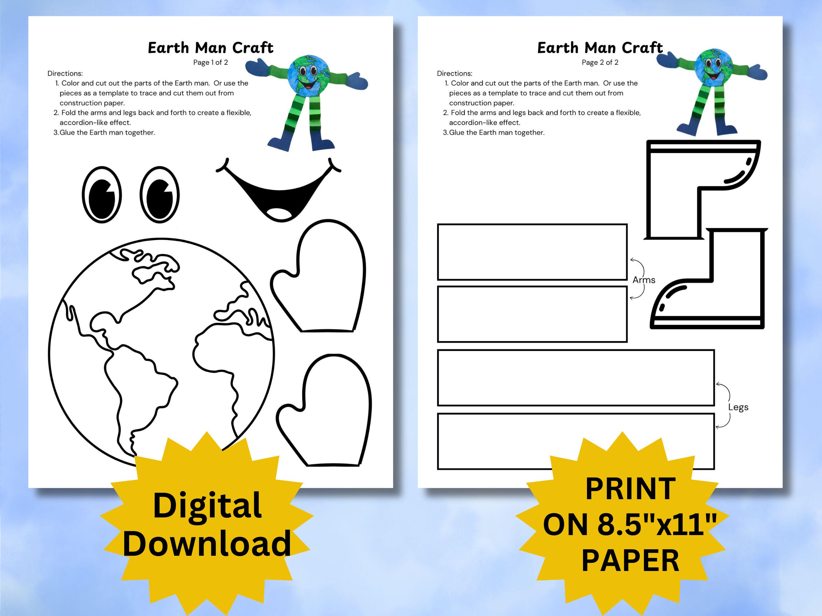 Earth Day Man Craft: Fun Kids Activity for Kids, Classroom Project ...