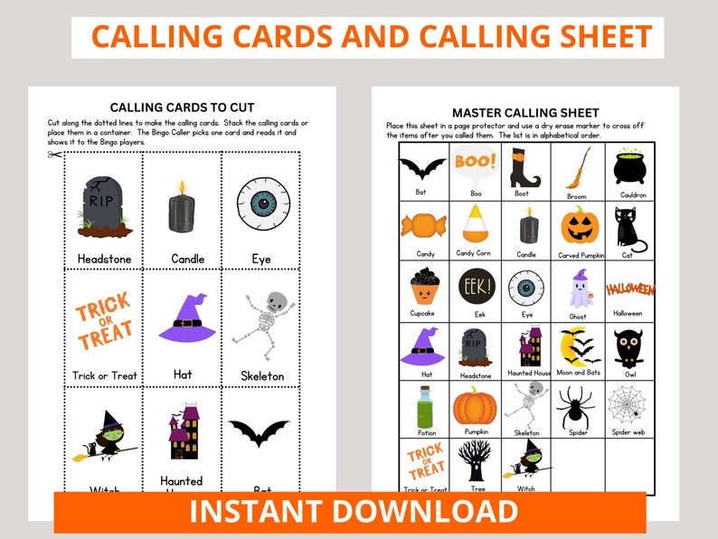 Halloween Bingo Game 30 Unique Halloween Bingo Cards Halloween Activity ...