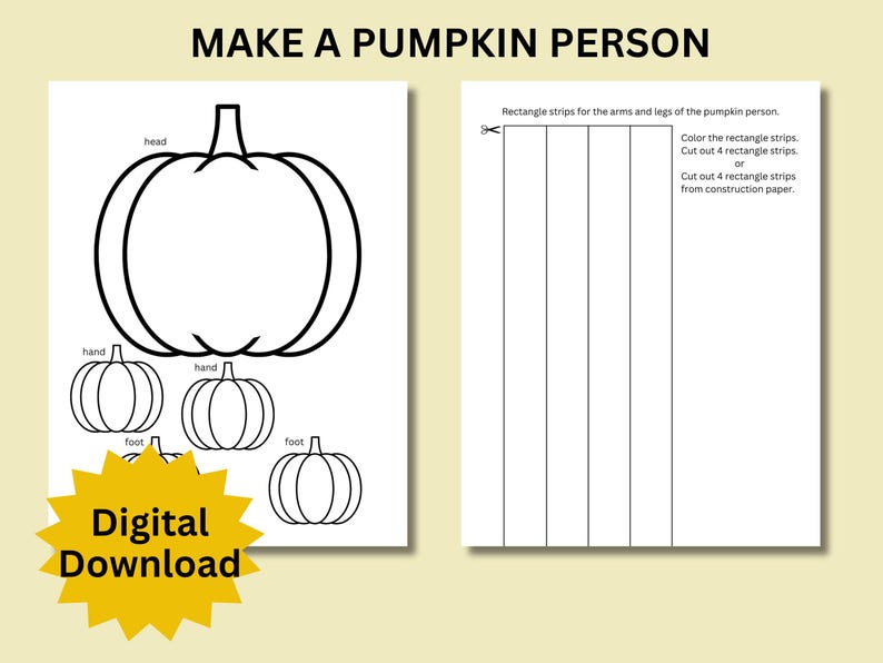 Pumpkin Crafts for Kids, Printable Fall Crafts for Kids, Fall Coloring ...