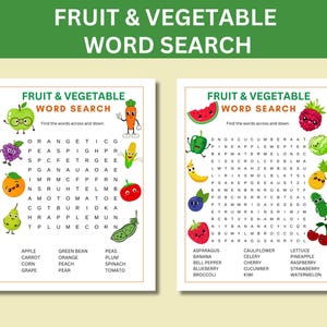 Fruit and Vegetable Word Search Puzzle, Fruit and Vegetable Game, Fruit ...