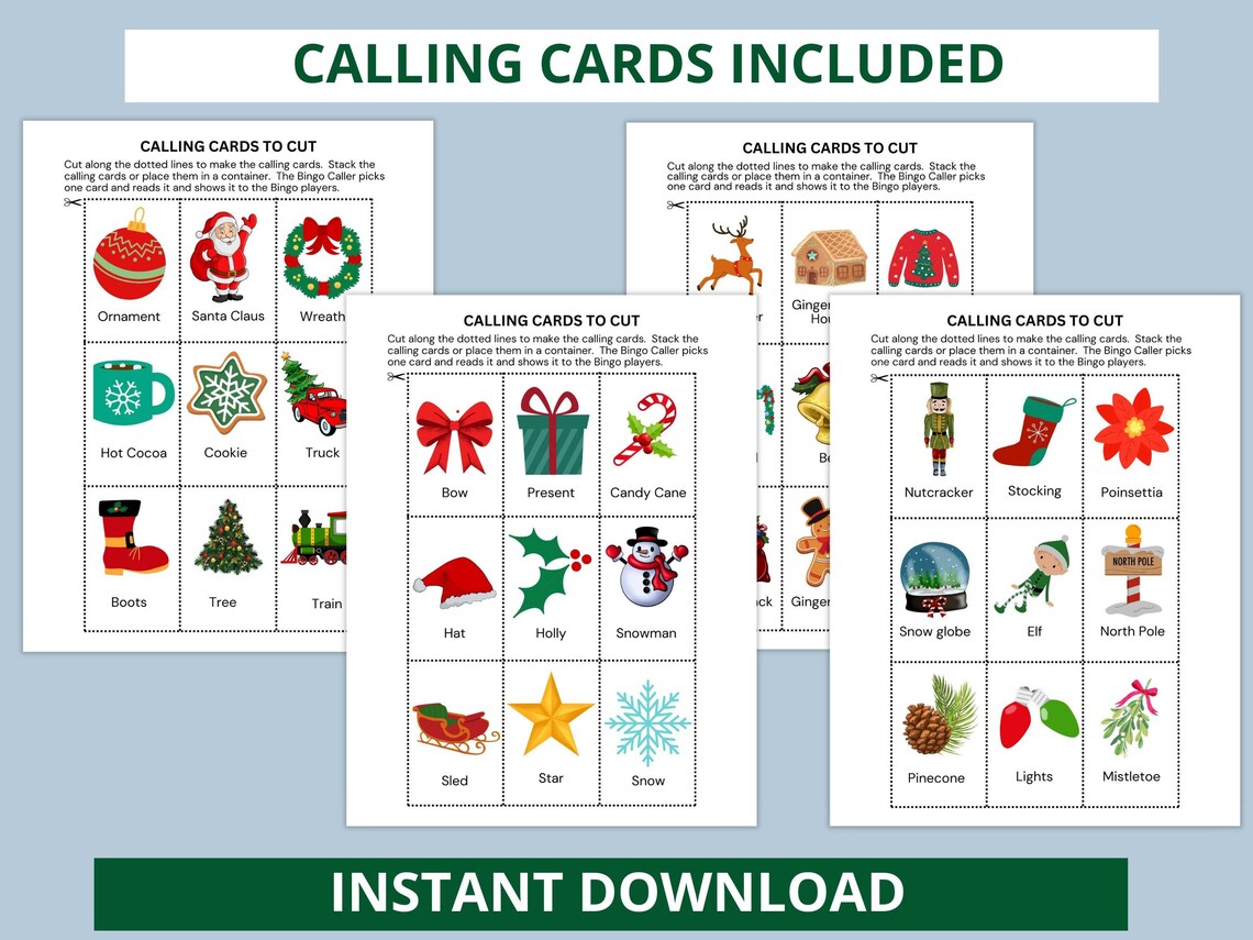 Christmas Bingo Printable 30 Unique Holiday Bingo Cards Christmas Games ...