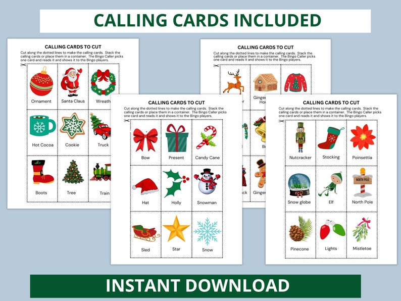 Christmas Bingo Printable 30 Unique Holiday Bingo Cards Christmas Games ...