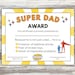 World's Best Dad Certificate, Super Dad Award, Father's Day Certificate ...