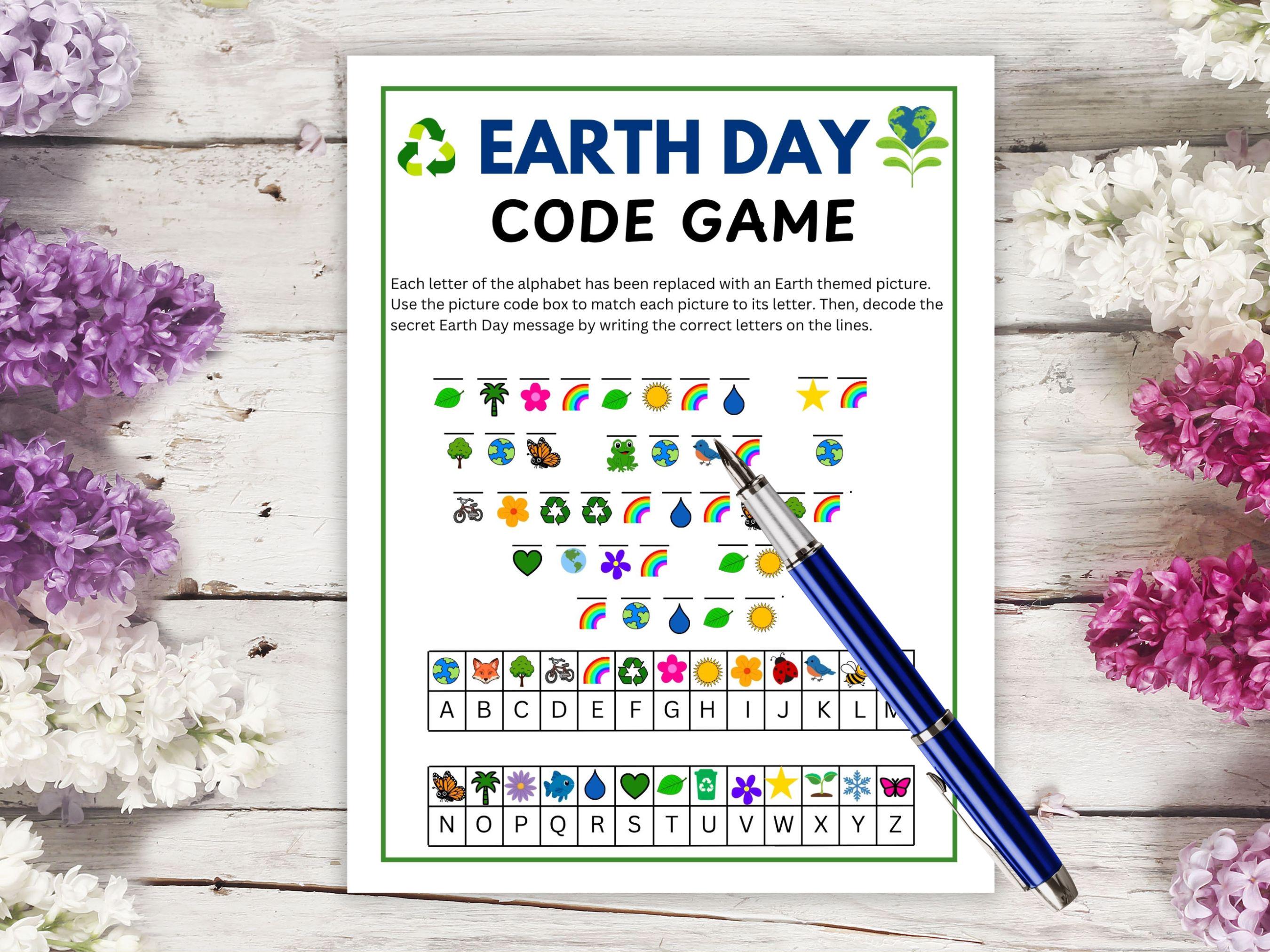 Earth Day Code Game Activity for Kids| Secret Message Puzzle ...