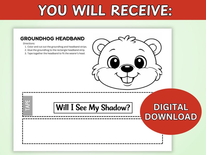 Groundhog Day Headband Craft for Kids, Printable Groundhog Hat ...