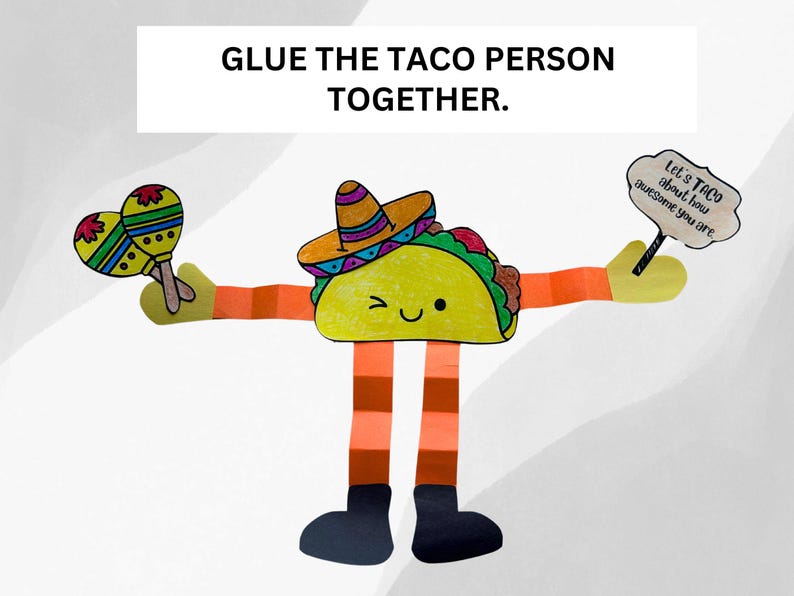 Taco Person Craft: Cinco De Mayo Coloring Activity (PDF Pattern) - Etsy