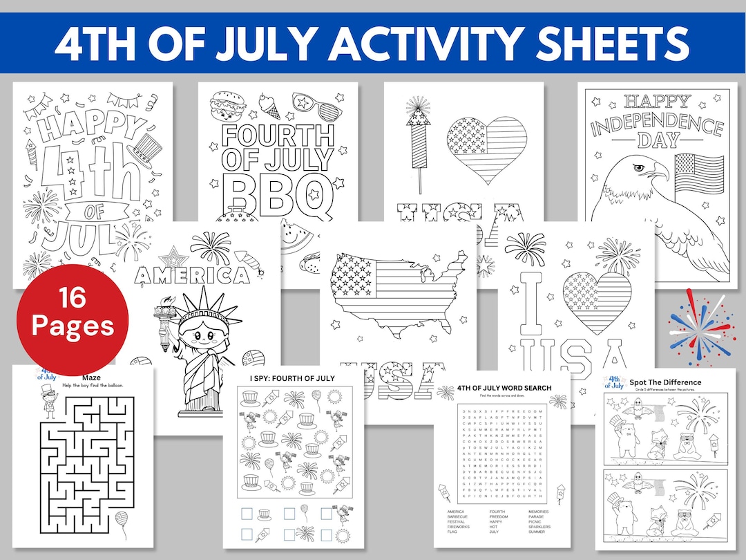 Fourth of July Activity Sheets 4th of July Activity Pages July 4th ...