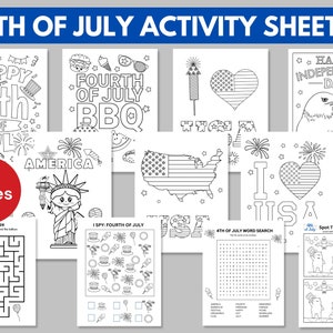 Fourth of July Activity Sheets 4th of July Activity Pages July 4th ...