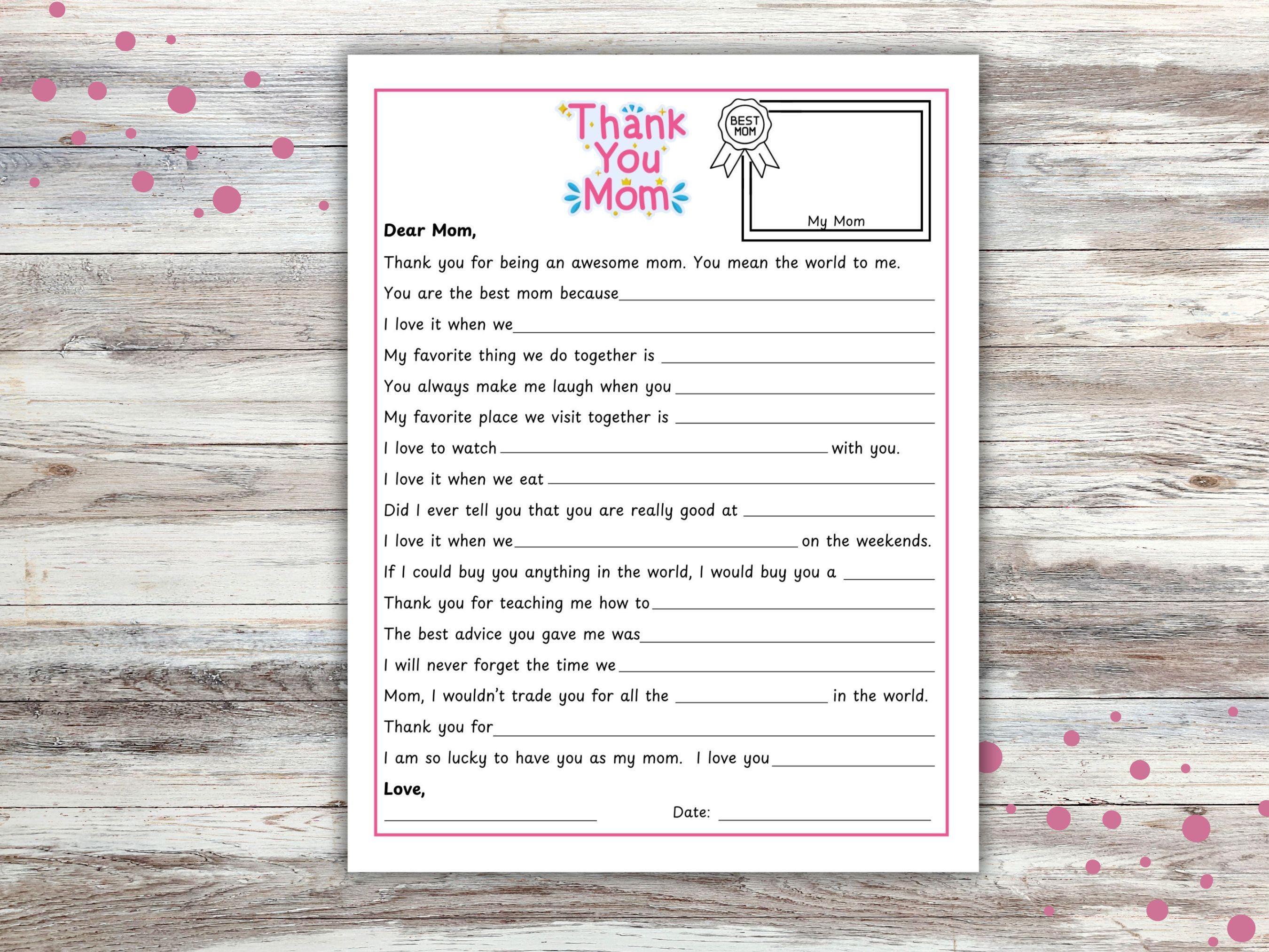 All About My Mom Letter: Printable Kids Activity (PDF) - Etsy