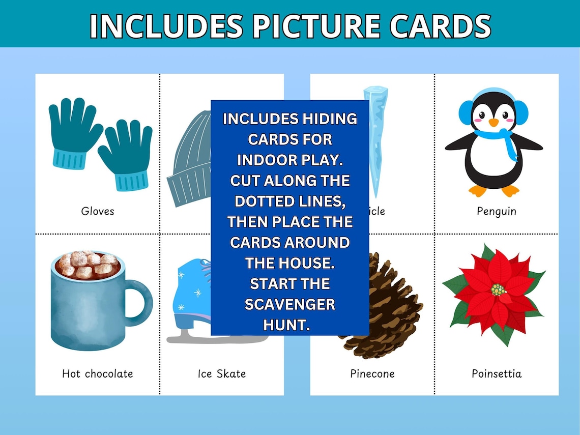 Winter Scavenger Hunt Printable: Nature Activity, Picture Cards (PDF ...