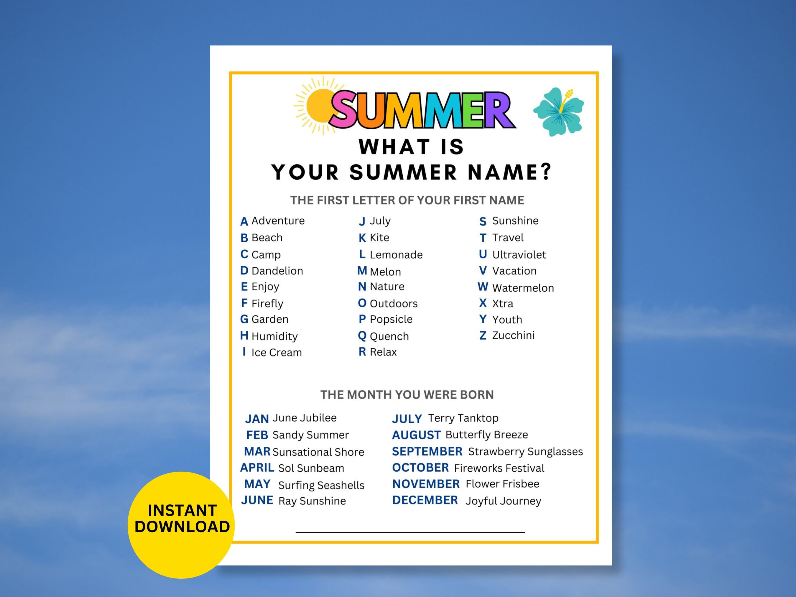 Summer Games, Printable Summer Game, Summer Activities, Summer Party ...