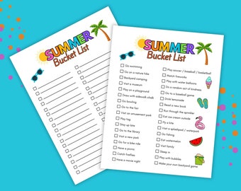 Editable Summer Bucket List Printable, Summer Break Bucket List ...