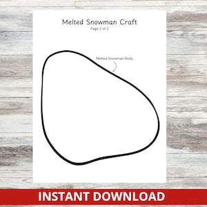 Melted Snowman Craft: Winter Kids Activity (printable PDF) - Etsy