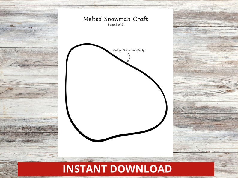 Melted Snowman Craft: Winter Kids Activity (printable PDF) - Etsy