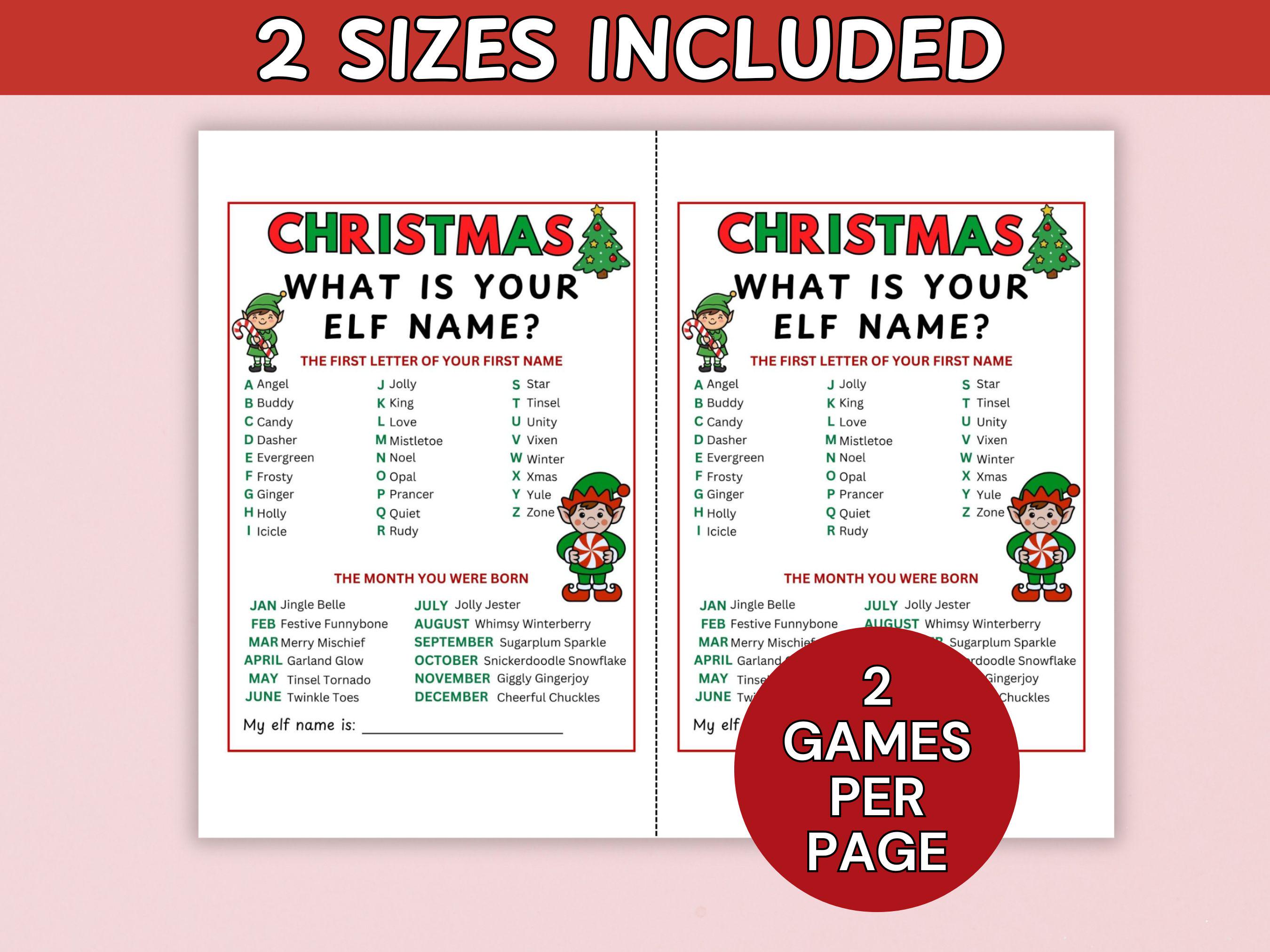 What is Your Elf Name Game, Christmas Party Activity, Holiday Printable ...